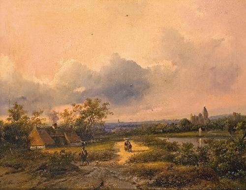 Johannes Petrus van Velzen | PANORAMIC LANDSCAPE WITH FIGURAL STAFFAGE ...