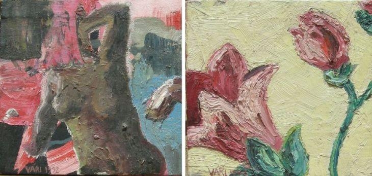 Minnette Vari | FEMALE FIGURE; PINK FLOWER STUDY, a pair (1992) | MutualArt