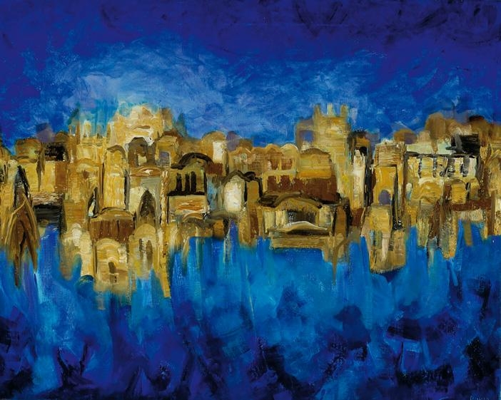 David Rakia | View of a city by the water | MutualArt