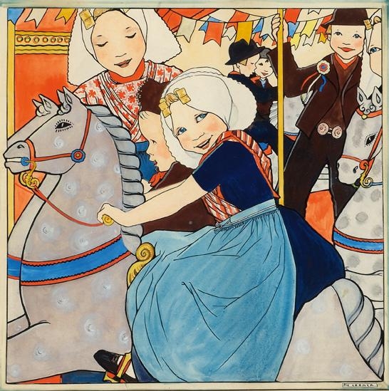 Rie Cramer | Three works : various watercolors of playing children ...