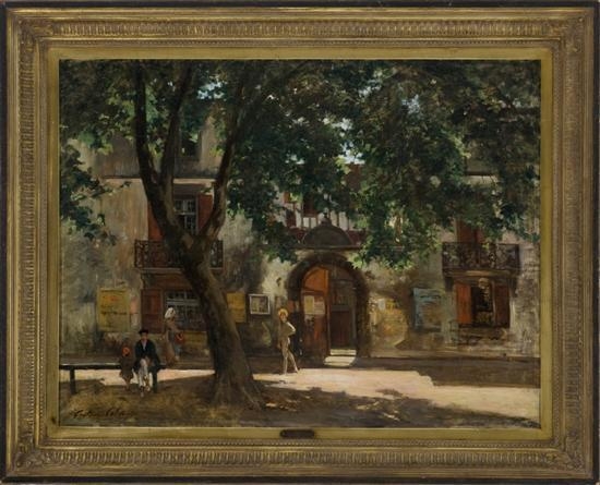 Gustave Colin | French street scene with figures sitting in shade (1876 ...