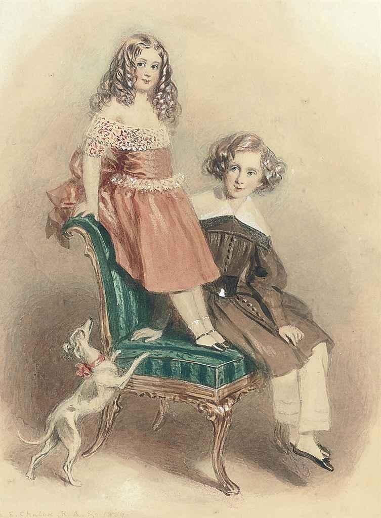 Alfred Chalon | Portrait of Lord and Lady Evelin Stanhope, the children ...