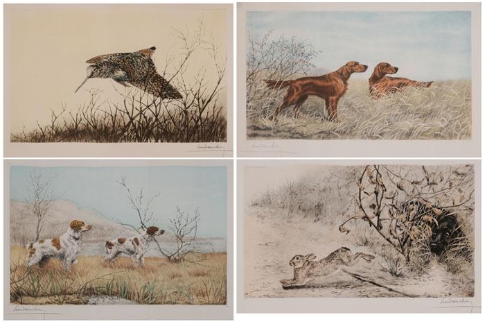 Leon Danchin | four sporting scenes: Setters on Point; Brittany ...
