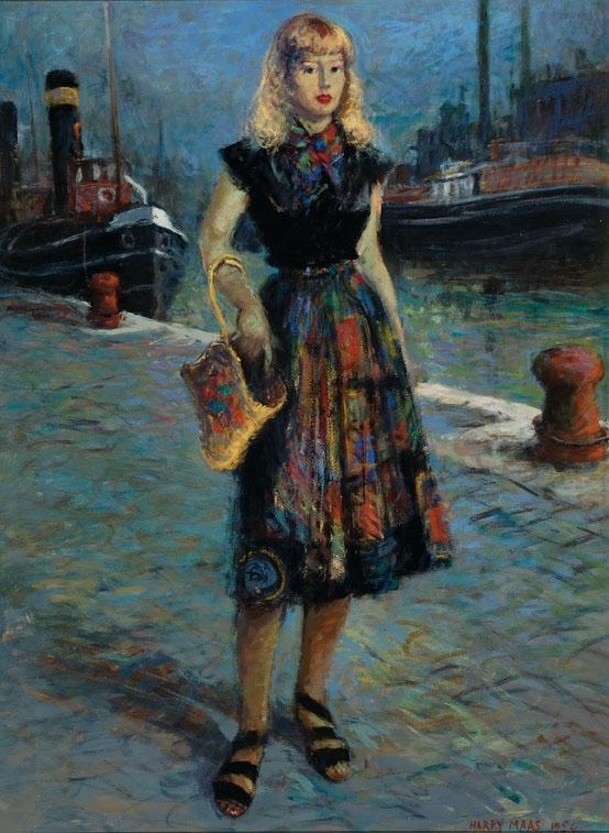 Harry Maas | Young woman in a harbour (1954) | MutualArt