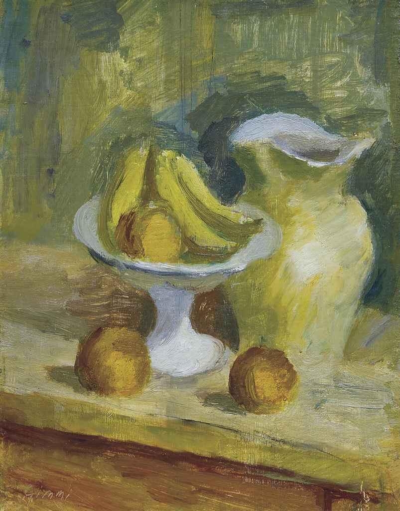 Wilhelm Gimmi | Nature morte avec coupe de fruits et vase (1918 ...