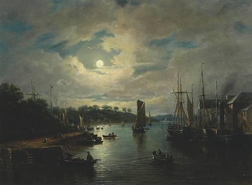 John Moore | Ipswich docks by moonlight | MutualArt