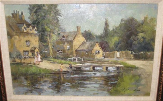 John Neale | 2 works: Pair of idyllic English countryside scenes ...