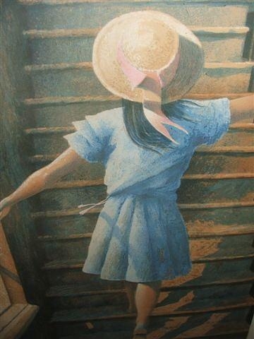 Olivier Raab | A young girl ascending a staircase | MutualArt