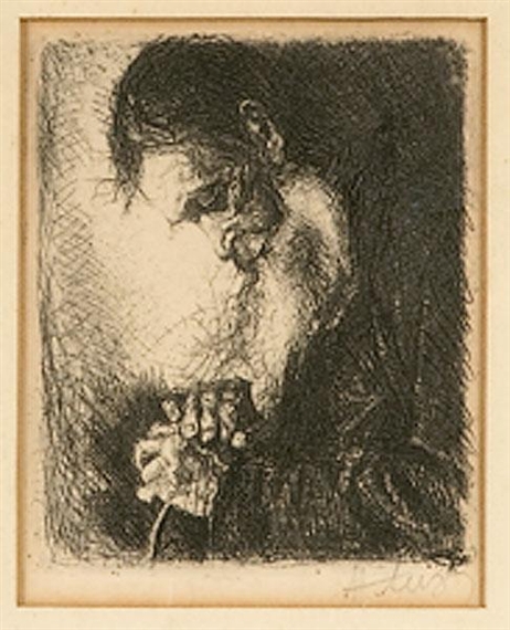 Unknown | Etching of Man in Prayer | MutualArt
