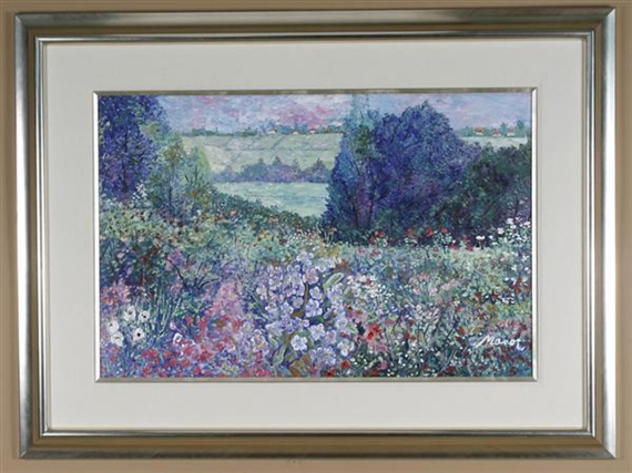 Unknown | A flowering landscape with trees (Late 20th Century) | MutualArt
