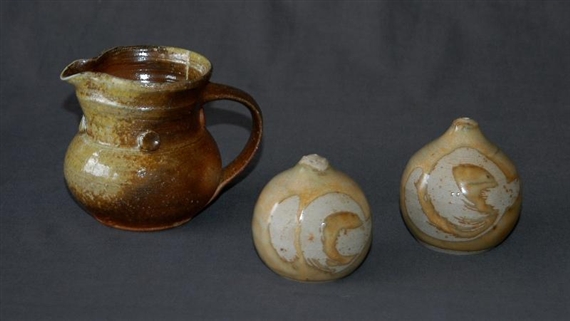 Col Levy | Three works: Woodfired Bizen Type Jug with Applied Roundels ...
