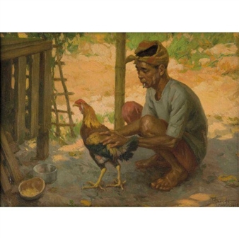 Fernando Amorsolo | 2 Works: Man with Rooster; & Figure | MutualArt