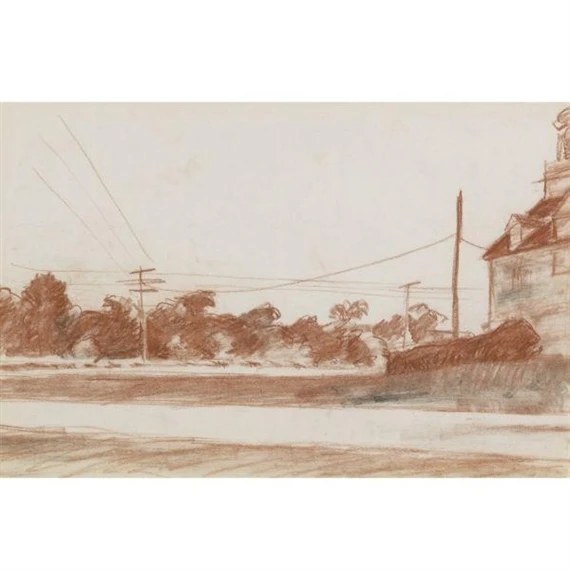 Edward Hopper | Buildings with Utility Poles | MutualArt