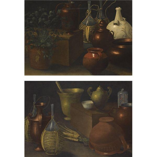 Pittore di Rodolfo Lodi | Two works: A still life with two wicker ...