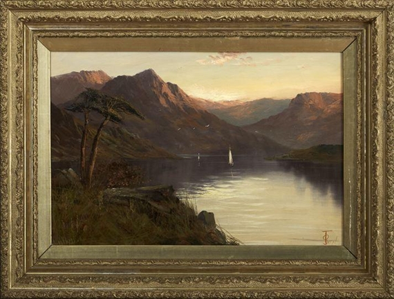 Francis E. Jamieson | Mountainous Landscape at Sunset with Sailboats on ...