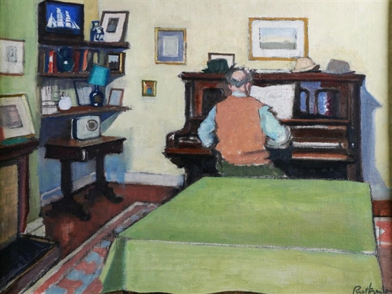 Harry Rutherford | The artists brother Donald playing the Piano | MutualArt