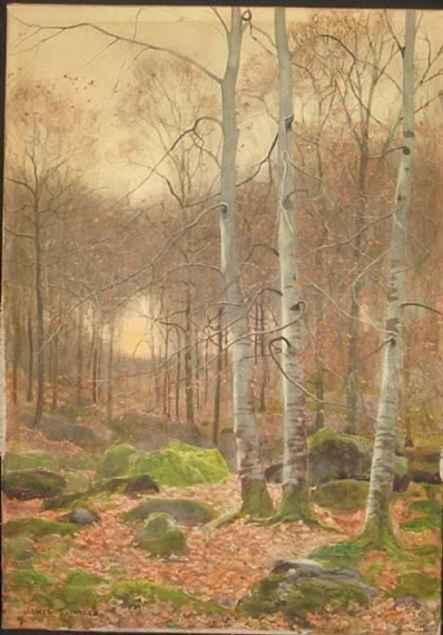 James Thomas Watts | Young beech trees in November | MutualArt