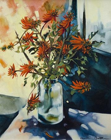 Christina Aletta Botha | Coral tree blossoms in a glass vase | MutualArt
