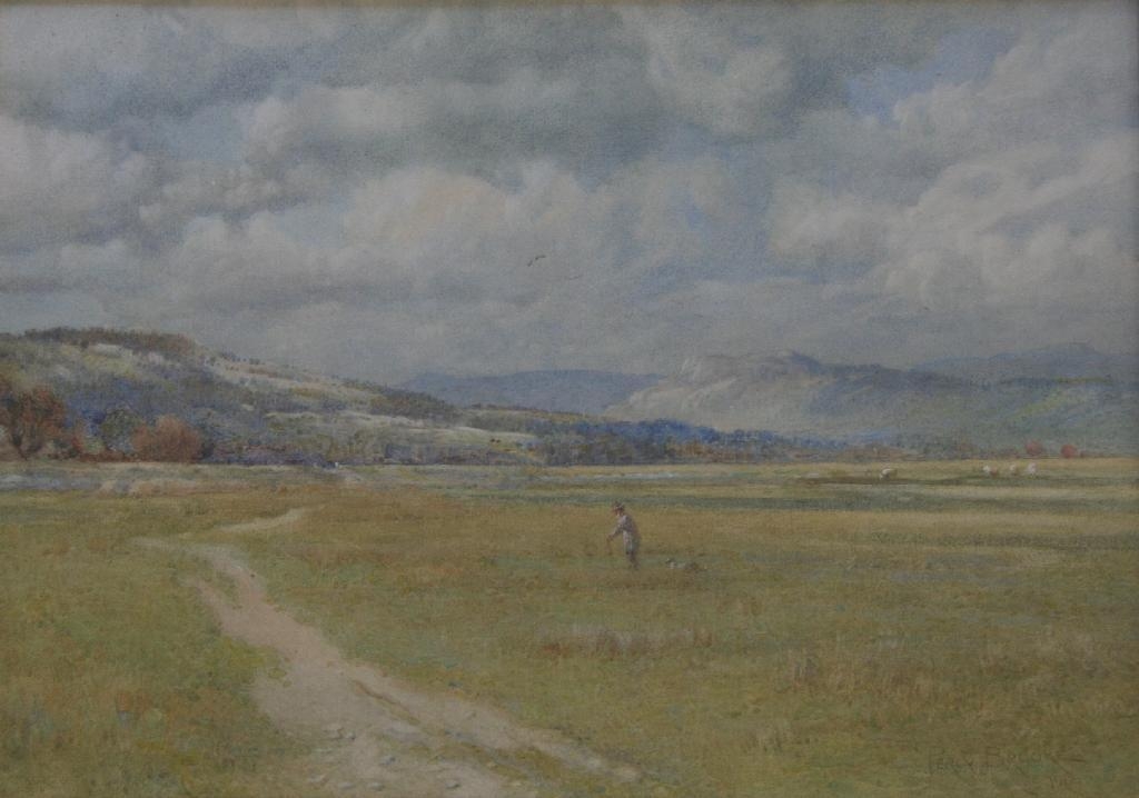 Percy Brooke | TWO WORKS: TENDING SHEEP ON A COUNTRY PATH; ACROSS THE ...