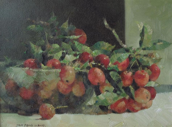 Jan Peng Wang | Bowl of Cherries Still Life | MutualArt