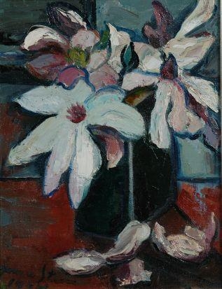 Irma Stern | STILL LIFE WITH YELLOW LILIES IN A JUG (1953) | MutualArt