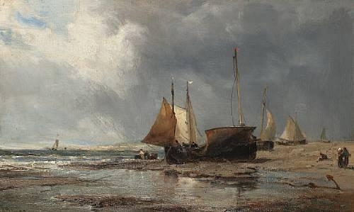 Edwin Hayes | Beached fishing boats | MutualArt