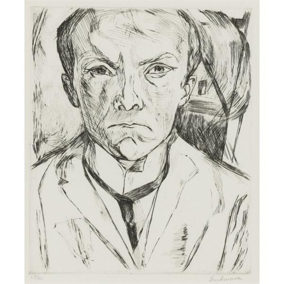 Max Beckmann | Frontal Self-Portrait with House Gable in Background ...