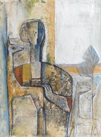 Jacob Gildor | Girl and Deers (1974) | MutualArt