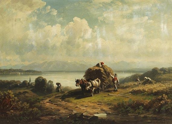 August Seidel | Heuernte am Chiemsee | MutualArt