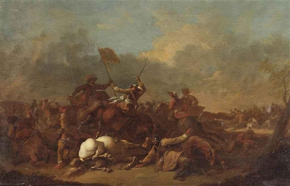 Georg Philipp Rugendas I | A cavalry skirmish | MutualArt