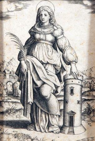 Barthel Beham | Religious Scribe by a Tower, Landscape Background ...