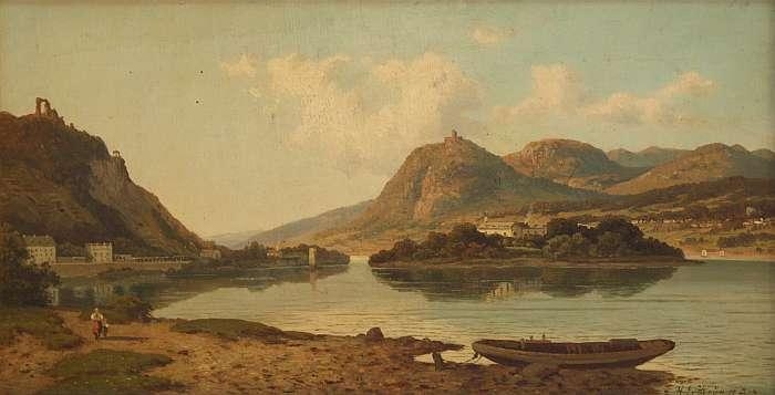 Heinrich Eduard Heyn | View of Island Nonnenwerth with monastery (19th ...