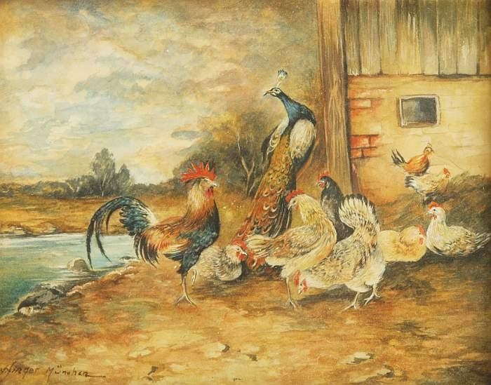 Gunther Hopfinger | Various poultry in river landscape | MutualArt