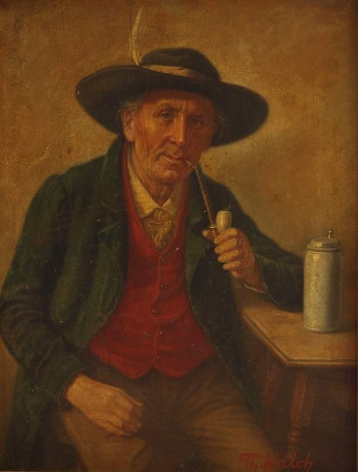 Thomas Walch | Farmers with a pipe in the pub (1930) | MutualArt