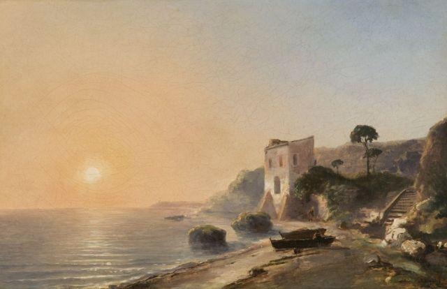 Auguste Aiguier | Bord de mer au soleil couchant | MutualArt