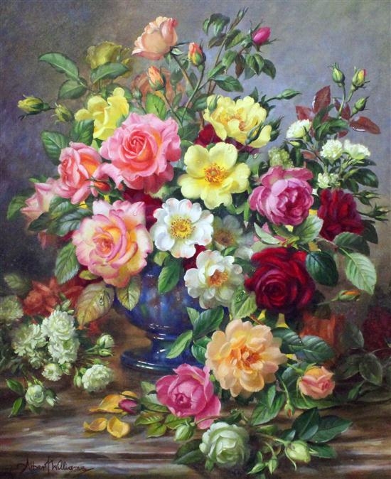 Albert Williams | Yellow roses in a glass vase | MutualArt