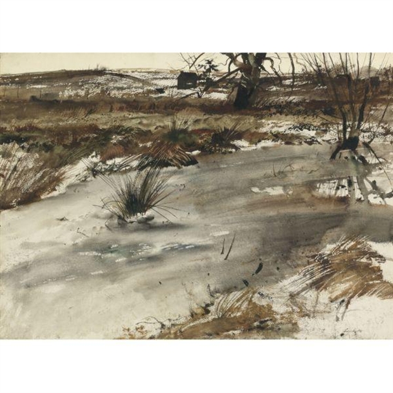 Andrew Wyeth | Melting Snow on the Brandywine (1952) | MutualArt