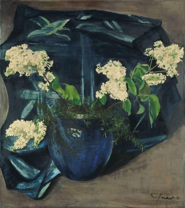 Willy Jaeckel | STILLEBEN MIT WEISSEM FLIEDER IN BLAUER KUGELVASE (1936 ...