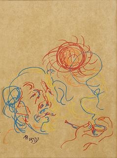 Affandi | Self Portrait Affandi with His Pipe (1977) | MutualArt