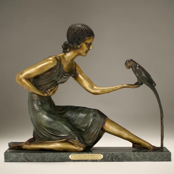 Demétre H. Chiparus | Girl With Parrot | MutualArt