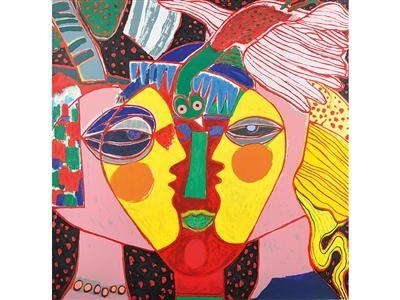 Corneille | Composition with figures and bird (1990) | MutualArt