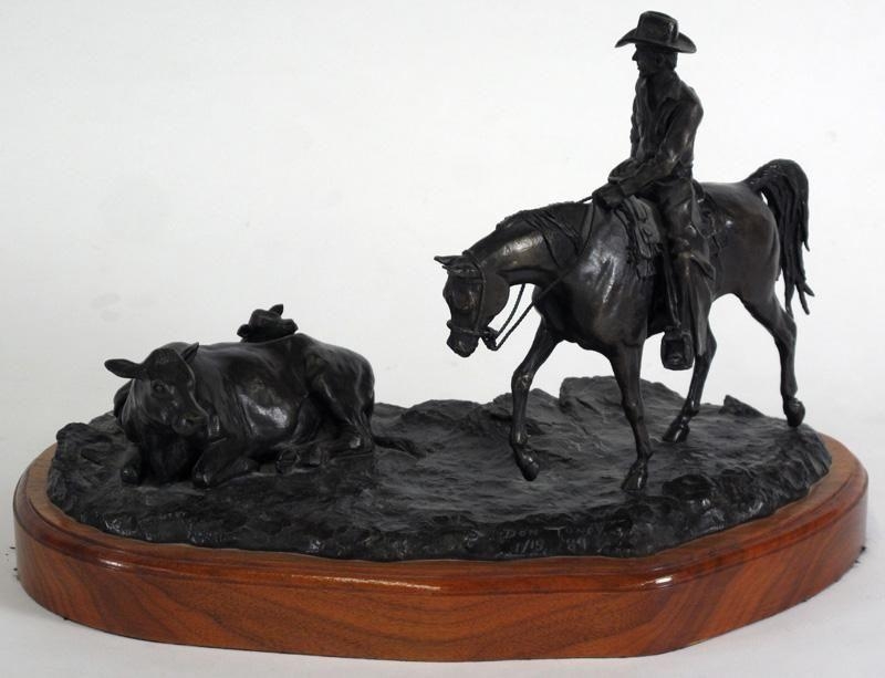Don Toney | COWBOY APPROACHING A COW AND CALF (1984) | MutualArt