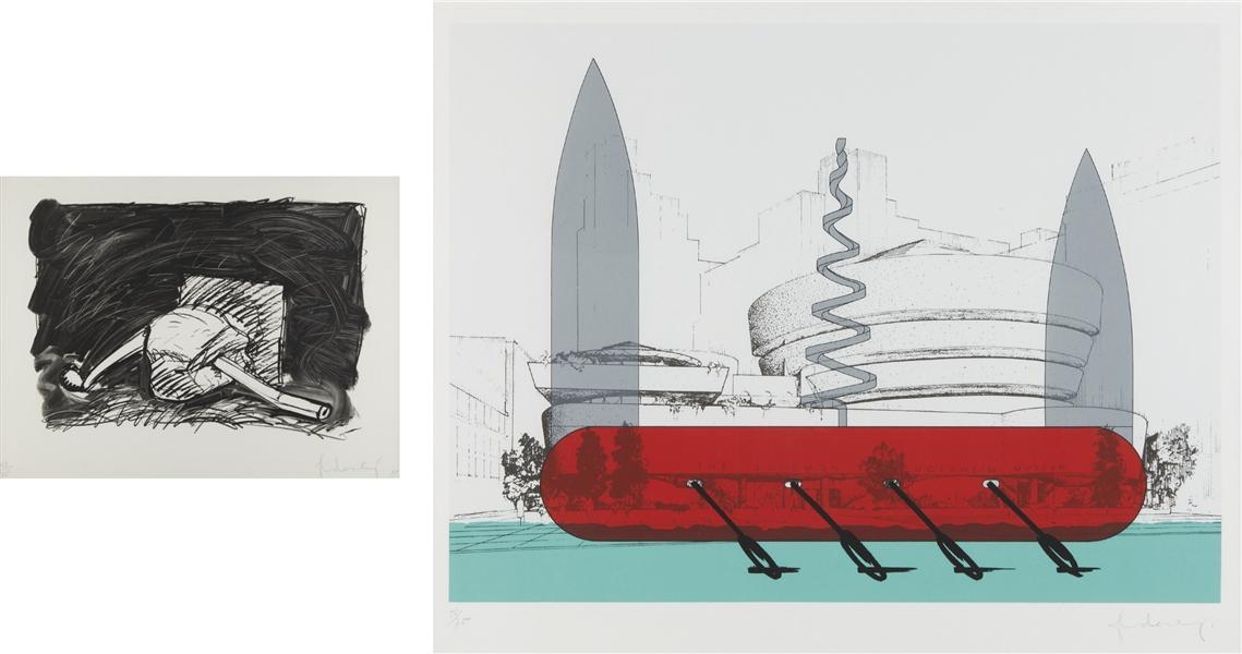 Claes Oldenburg | Two works: Knife Ship Superimposed on the Solomon R ...