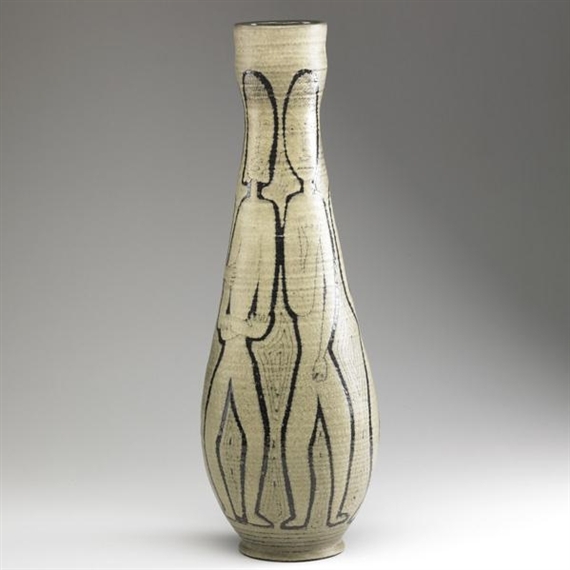 Edwin & Mary Scheier | Tall vase with full-length figures (1950s ...