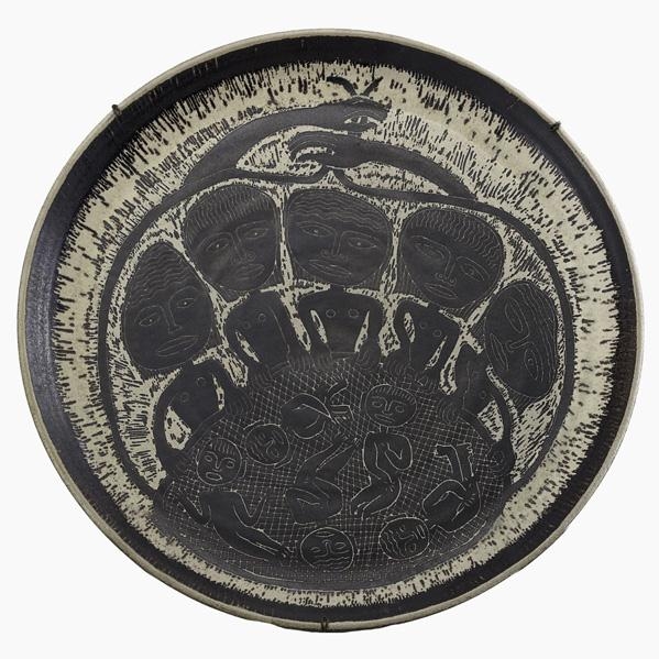 Edwin & Mary Scheier | Large charger of women and children (1950s ...