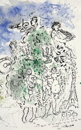 Marc Chagall | Gouache, pen and ink drawing and charcoal, partly washed ...