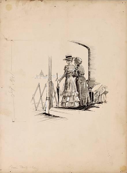 John R. Neill | Two women on a dock | MutualArt