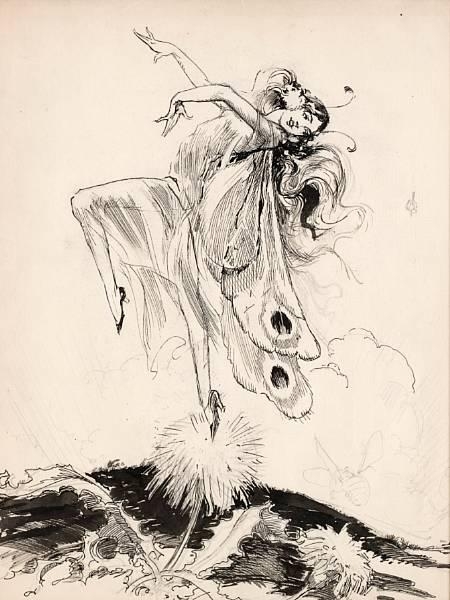 John R. Neill | Illustration of a fairy on a dandelion | MutualArt