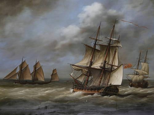 Louis Dodd | Shipping scene with Man O'War | MutualArt