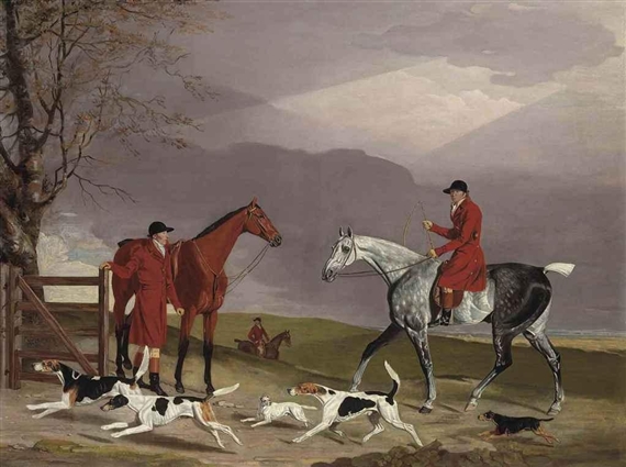 Benjamin Marshall | Thomas Oldaker on a grey hunter, with other ...